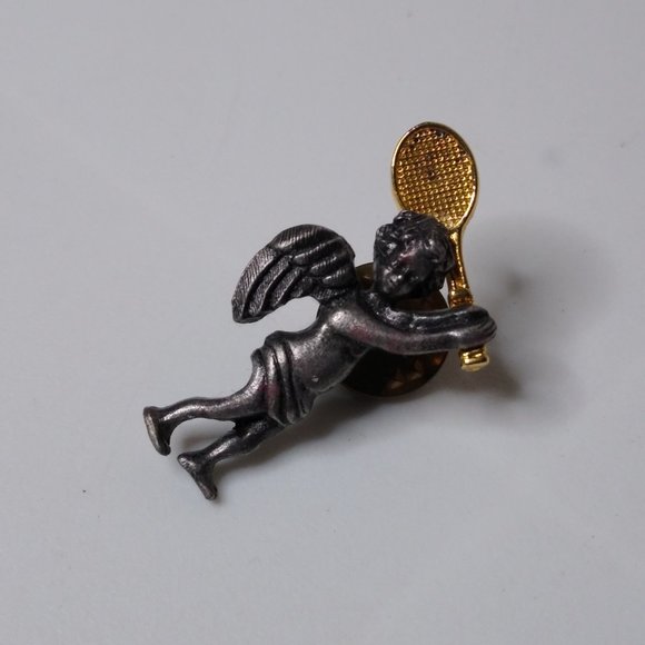 Camco | Jewelry | Vintage Camco Angel With Tennis Racket Pin | Poshmark